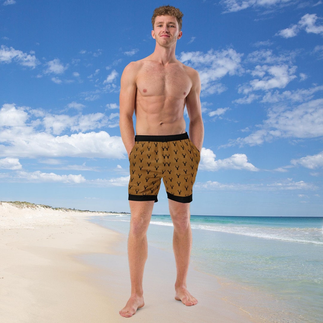 Rustic Buck Men's Swim Trunks, Gifts for Hunters, Gifts for Cowboys ...