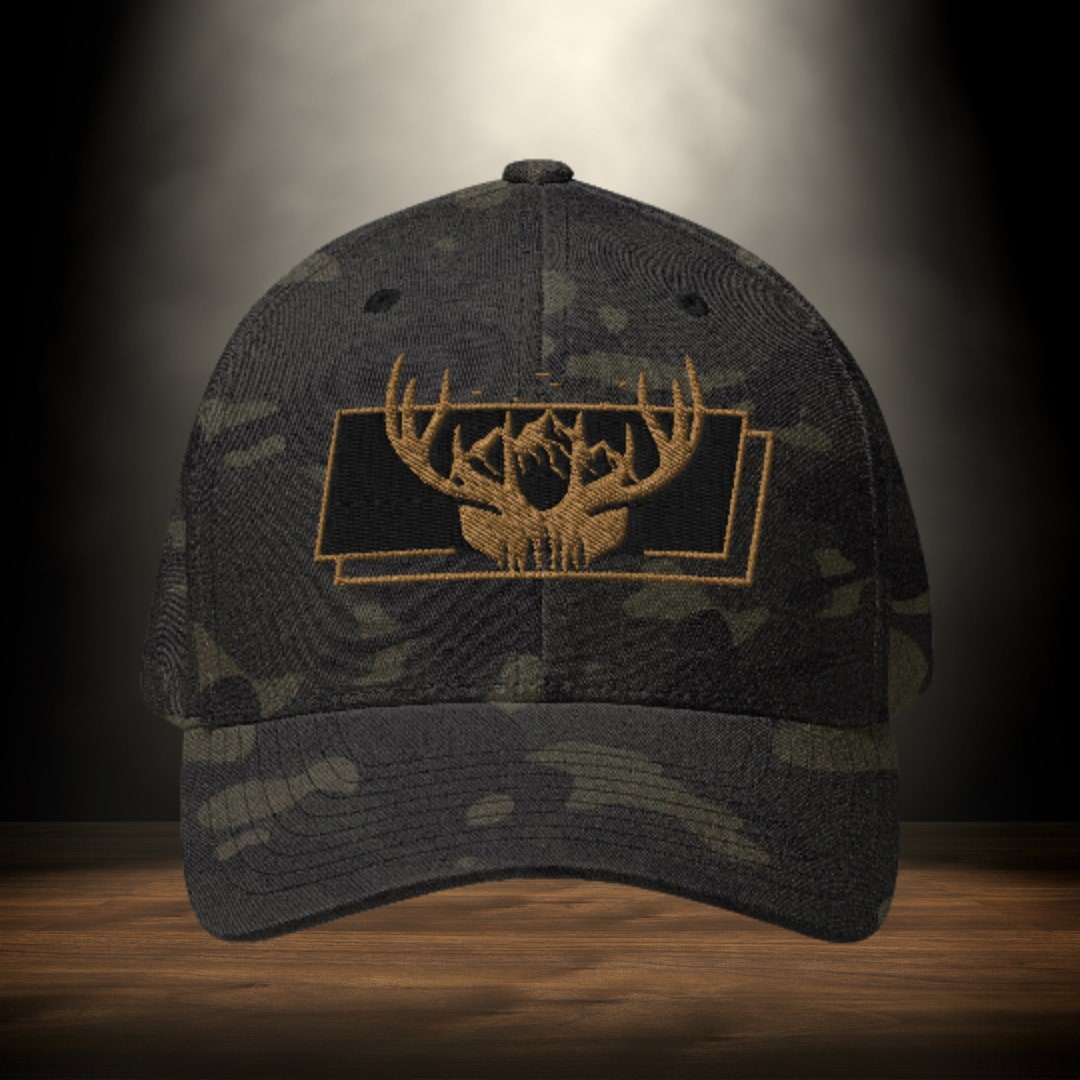 Framed Mountain Antlers Flex-fit Hat, Buck Dad Hat, Gifts for Him ...