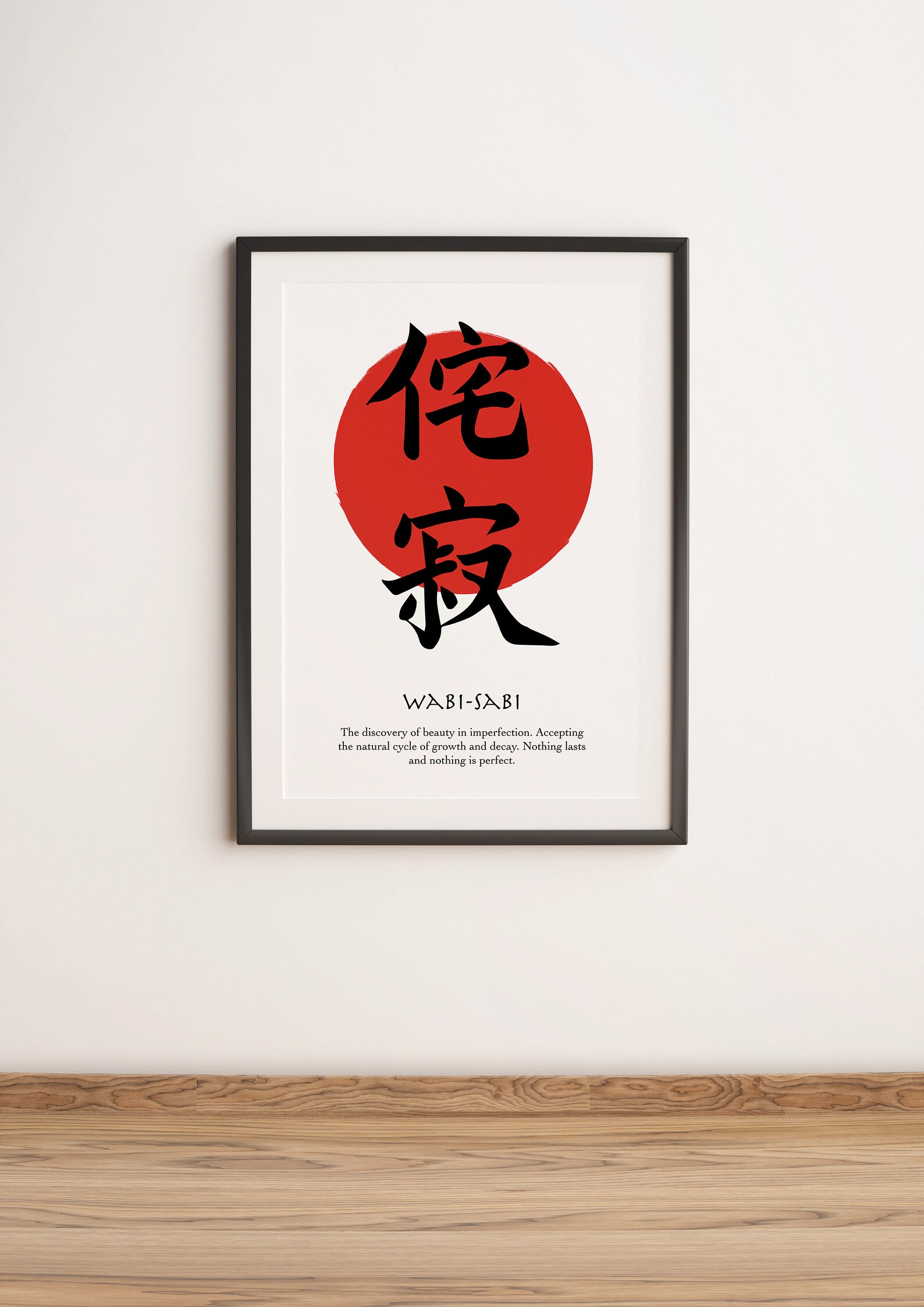 Japanese Wabi Sabi Poster Japanese Kanji Poster, Inspirational Quote ...