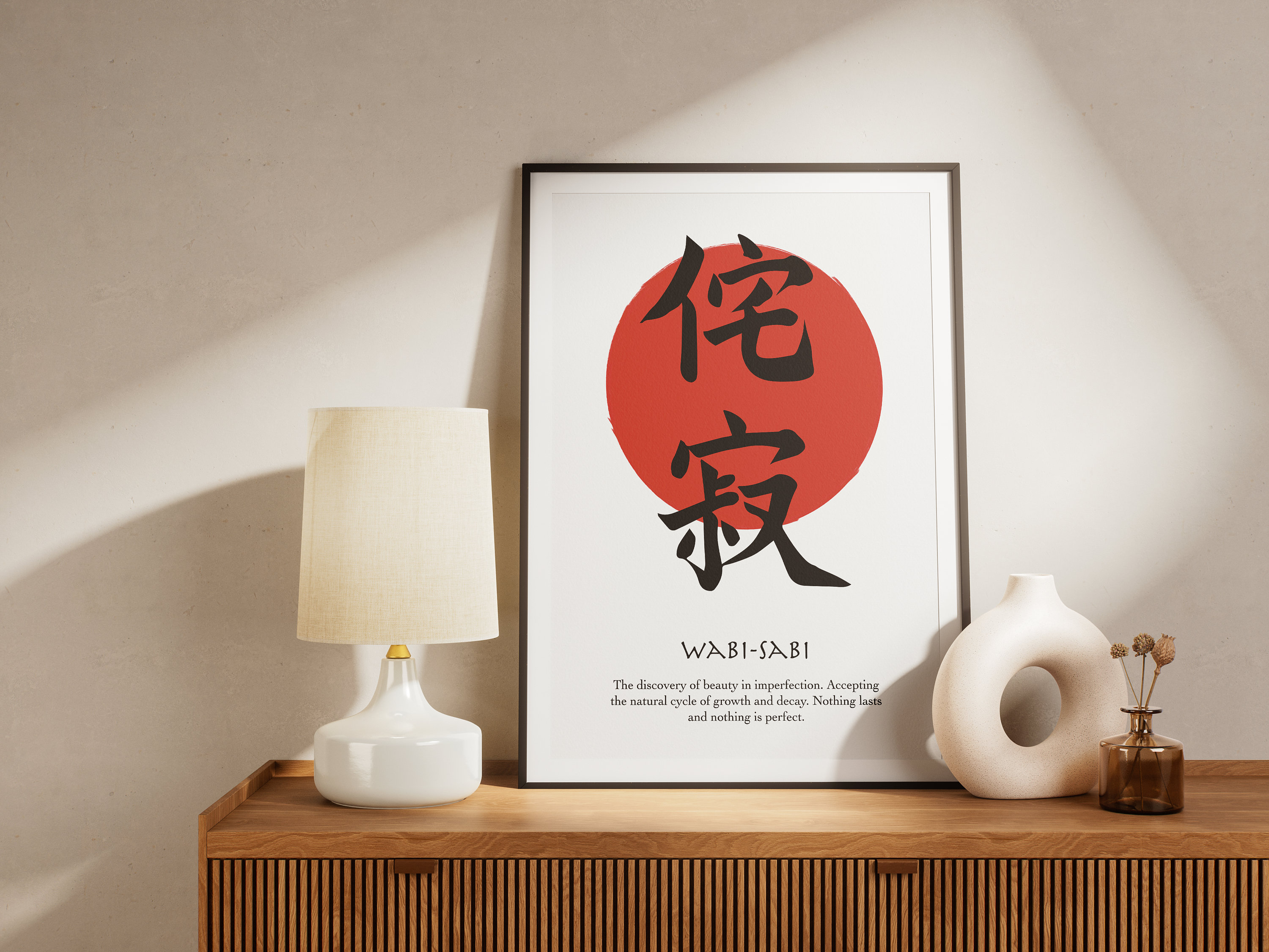 Japanese Wabi Sabi Poster Japanese Kanji Poster, Inspirational Quote ...