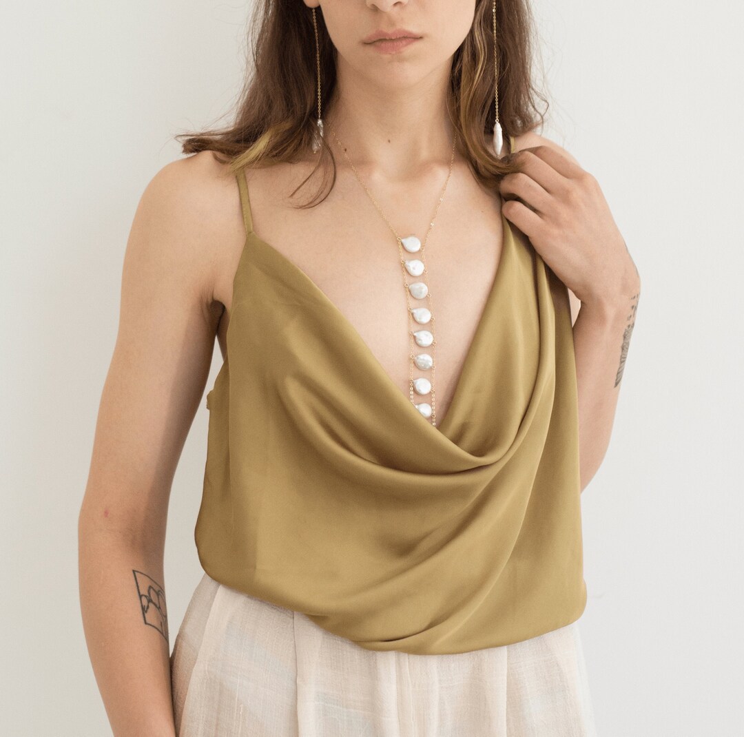 925 Sterling Silver Pearl Body Chain Pearl Bra Chain Pearl Body