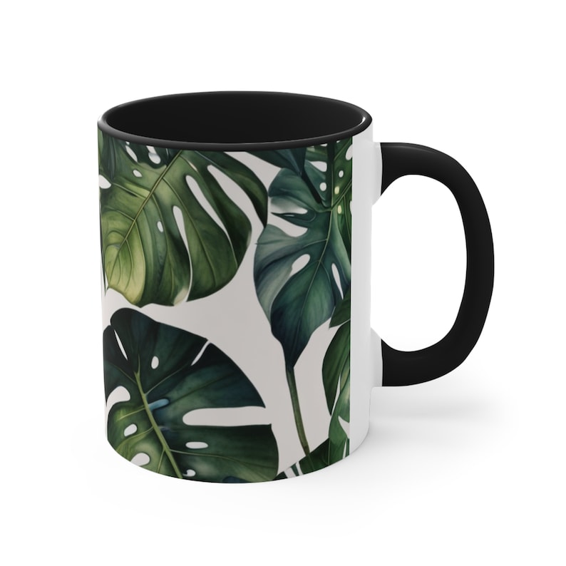 Monstera Leaves Mug, Palm Leaf Coffee Mug, Tropical Botanical Mug, Boho ...