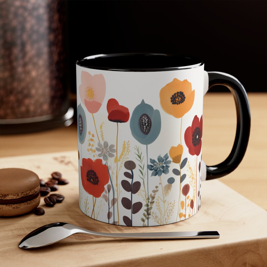 Poppy Flowers Coffee Mug, Watercolor Poppy Gift, Floral Mug, Botanical ...