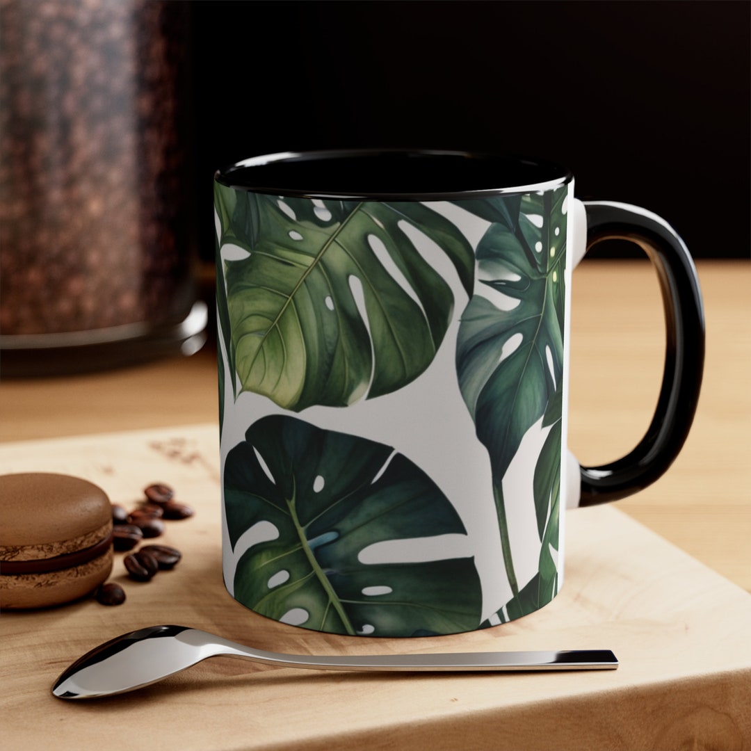 Monstera Leaves Mug, Palm Leaf Coffee Mug, Tropical Botanical Mug, Boho ...