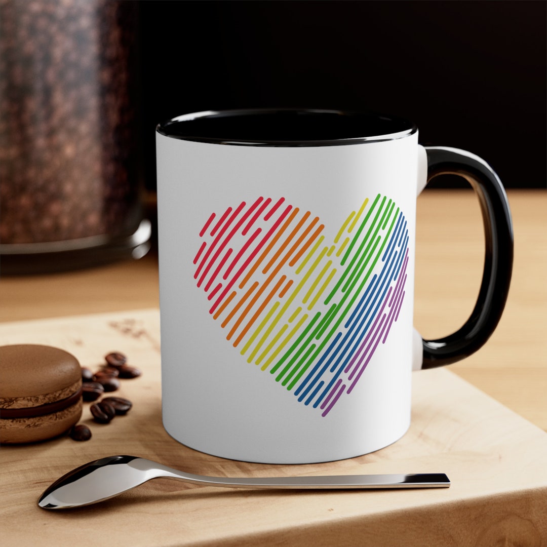 Pride Heart Ceramic Coffee Cup, Lgbtq Support Gift for Gay & Lesbian ...