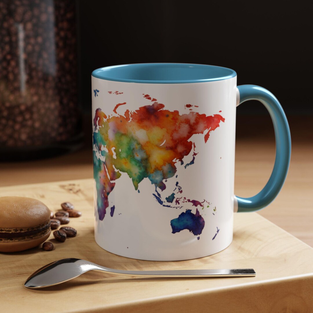 Globe Mug, World Map Travel Mug, Travel Lover Coffee Mug, Map of the ...