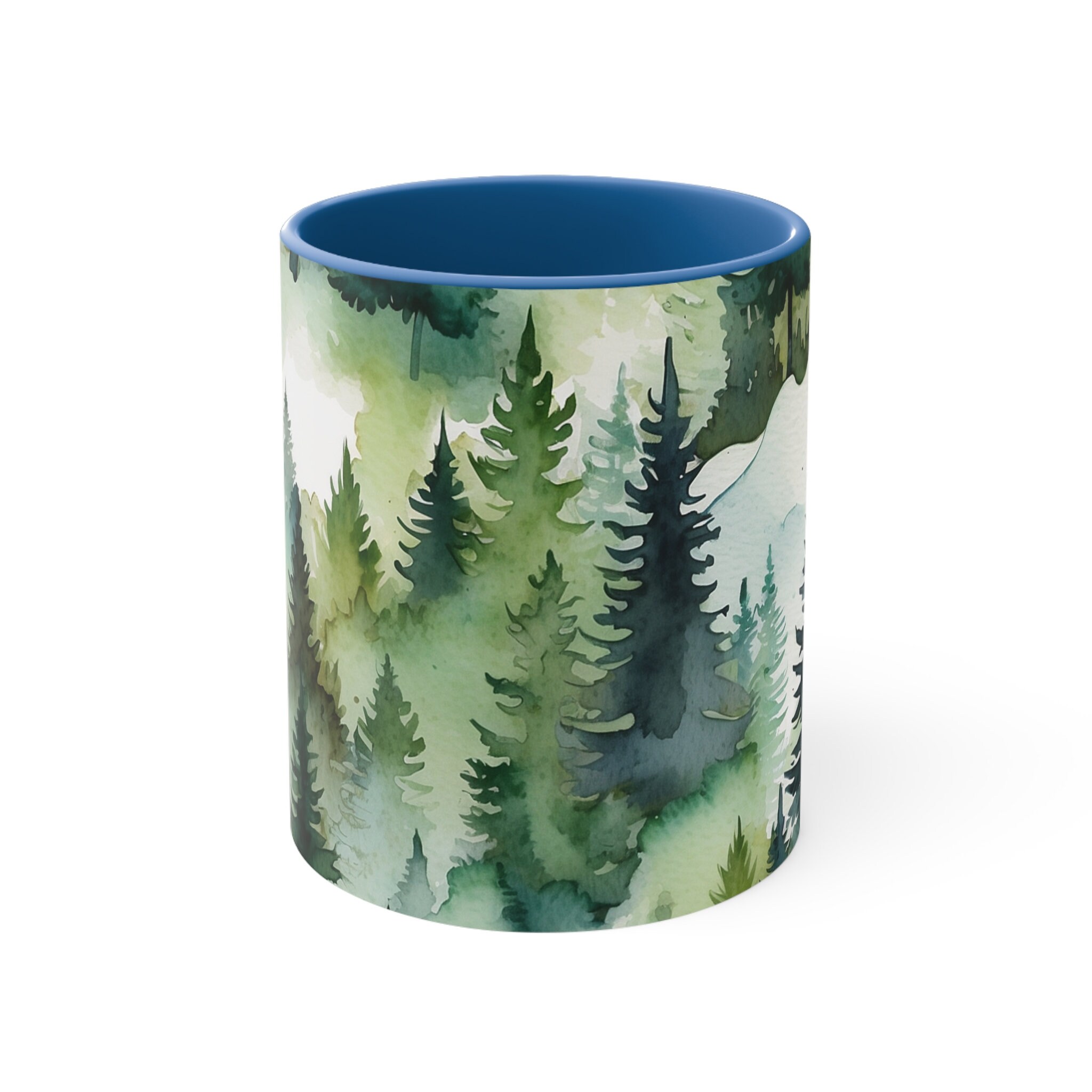 Rustic Woods Ceramic Mug, Woodland Pine Trees, Hiking, Mountain Coffee ...