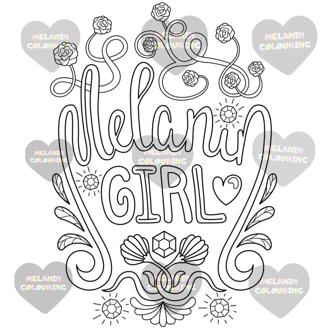 Melanin Girl , Colouring Page , Instant Download , Printable - Etsy