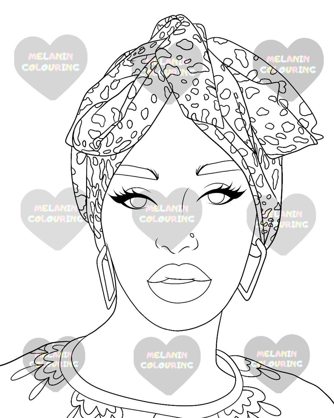 Melanin Queen Headwrap Instant Printable Colouring Page - Etsy