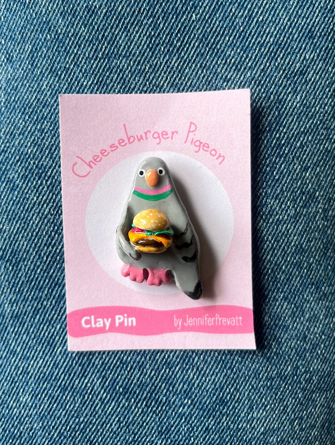 Handmade Pigeon Clay Pin: Pizza, Fries, Sweater - Etsy