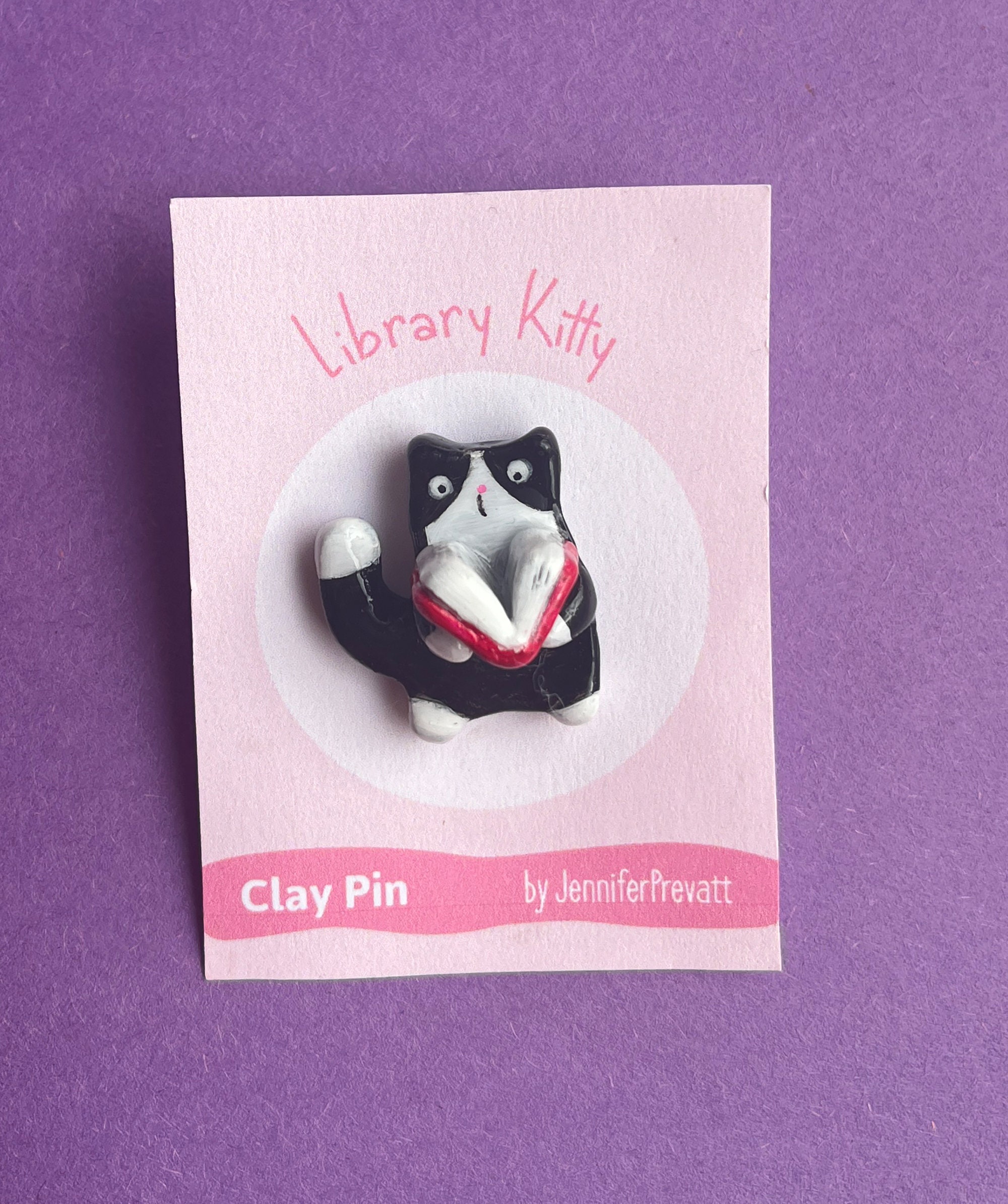 Library Kitties Clay Pins Book Kitty/ Bookworm/ Handmade Clay Pin - Etsy