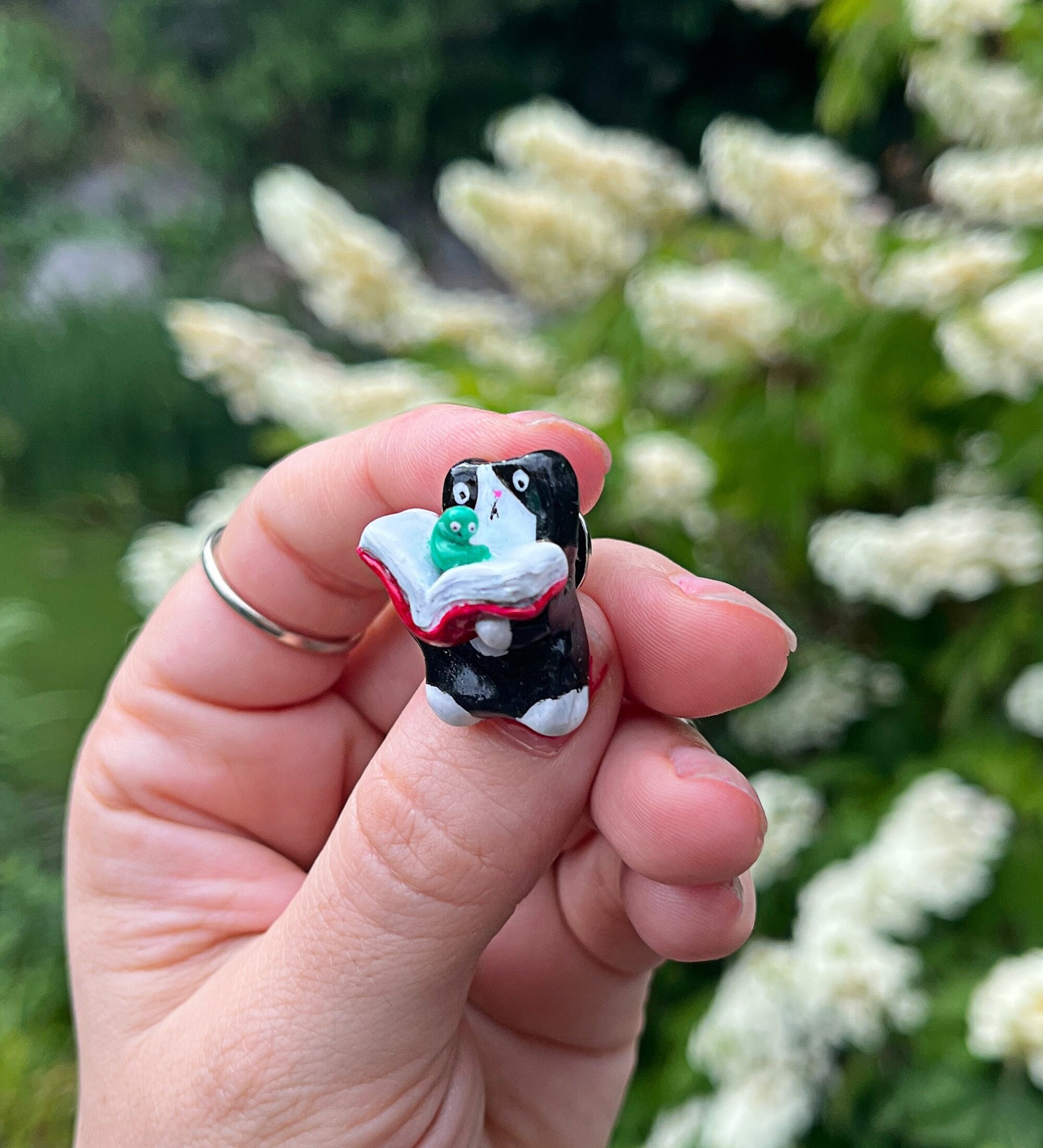 Library Kitties Clay Pins Book Kitty/ Bookworm/ Handmade Clay Pin - Etsy