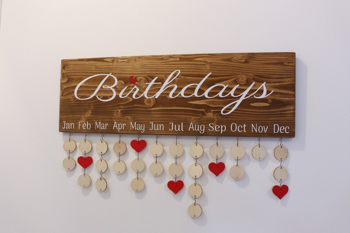 Wooden Birthday Calendar Birthday Board Wooden Calendar | Etsy
