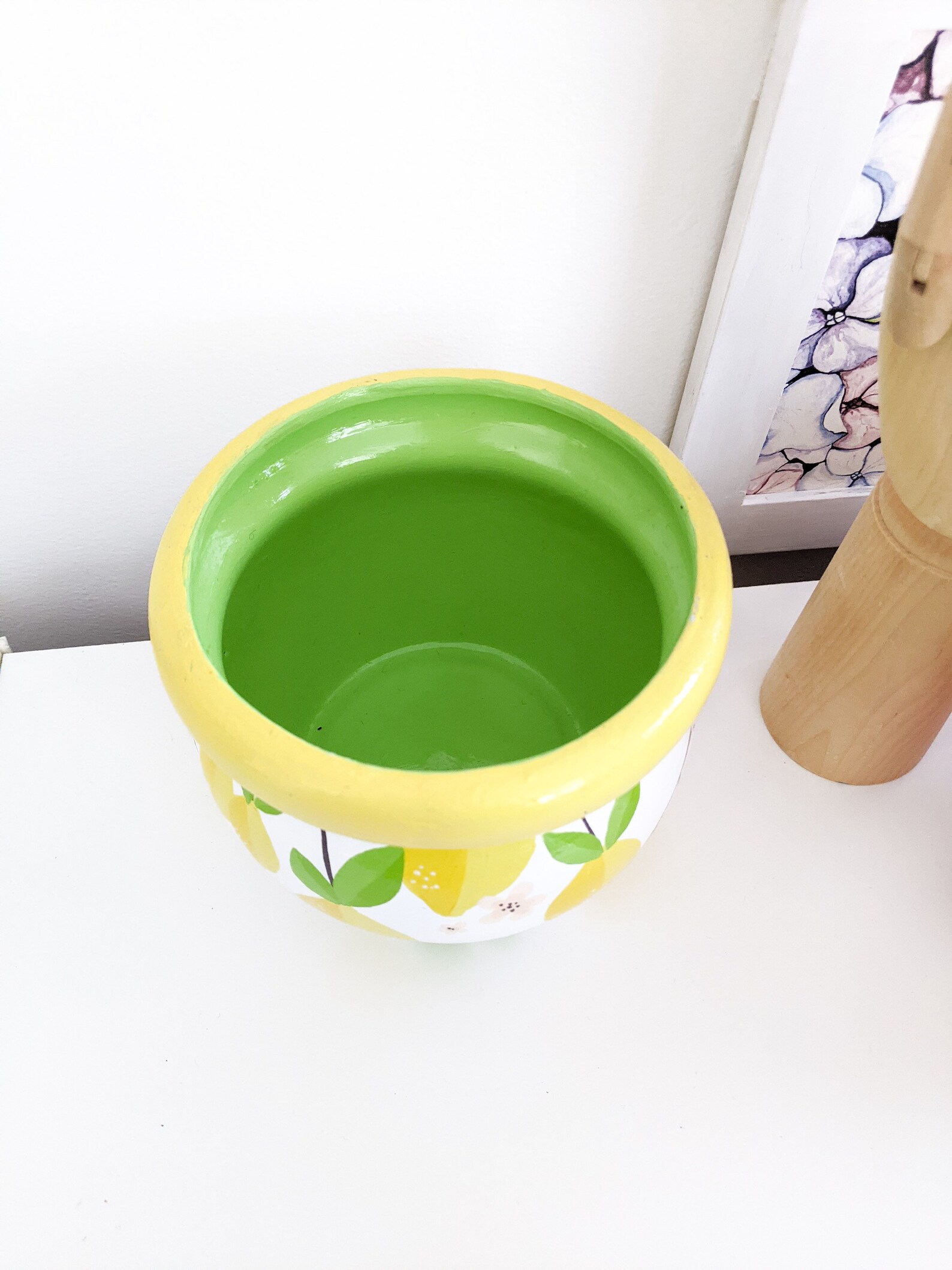 Hand Painted Clay Pot Green Lemon Citrus | Second Hand Plan | Handmade ...