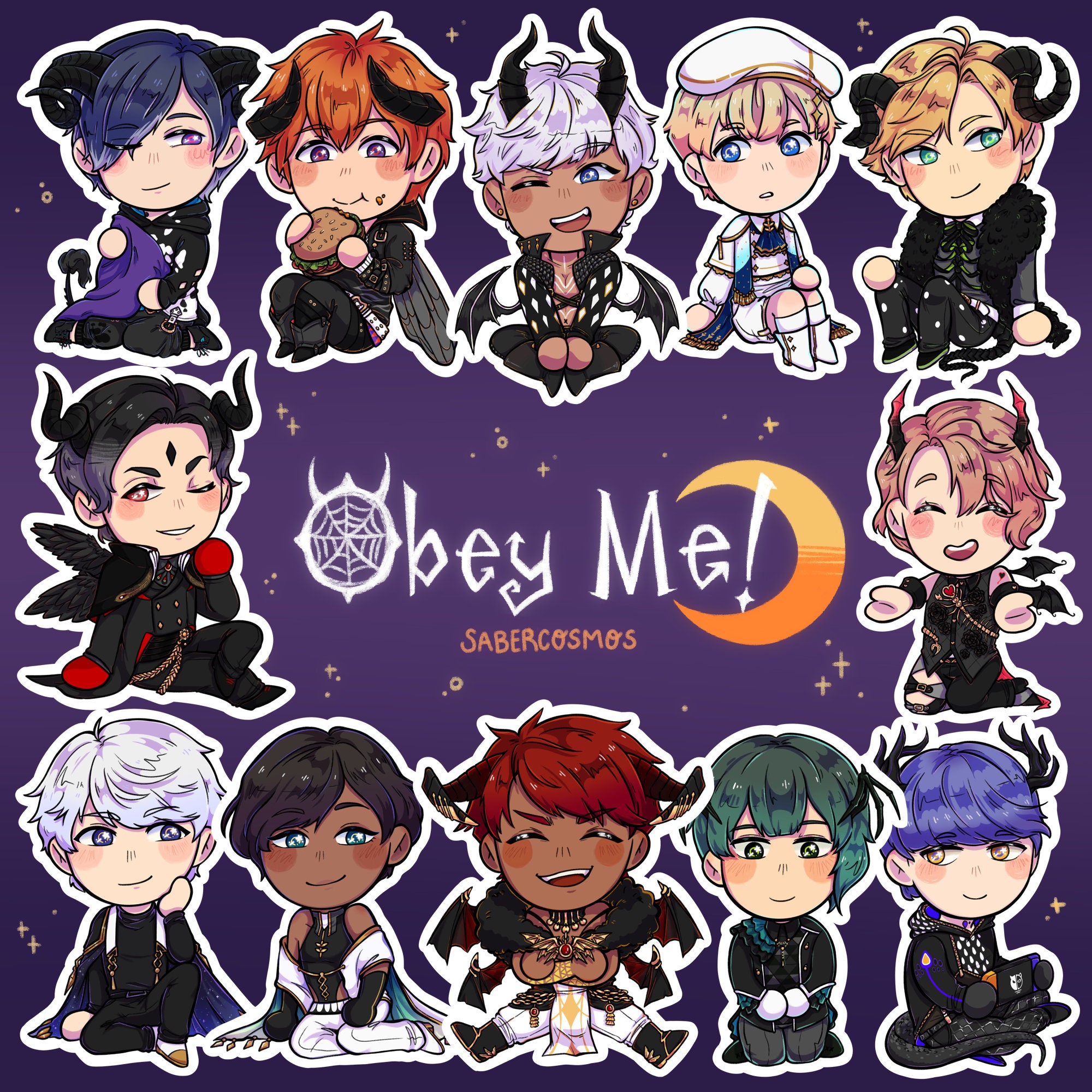Materials Demon Boys Vinyl Stickers Obey Me Shall we date Character ...