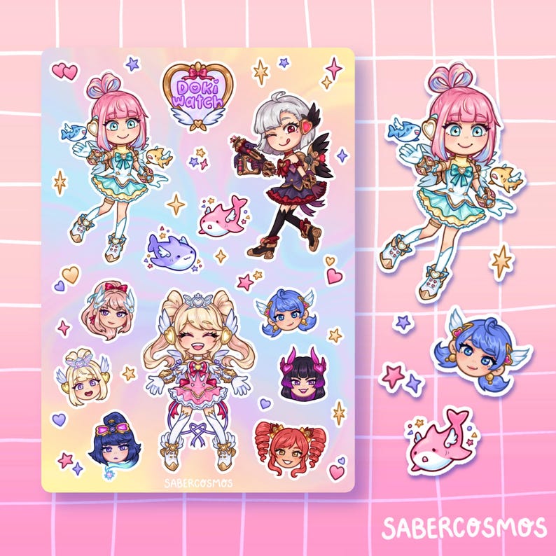 Dokiwatch Juno Sticker Sheet | Kawaii Magical Girl Vinyl Stickers | - Etsy