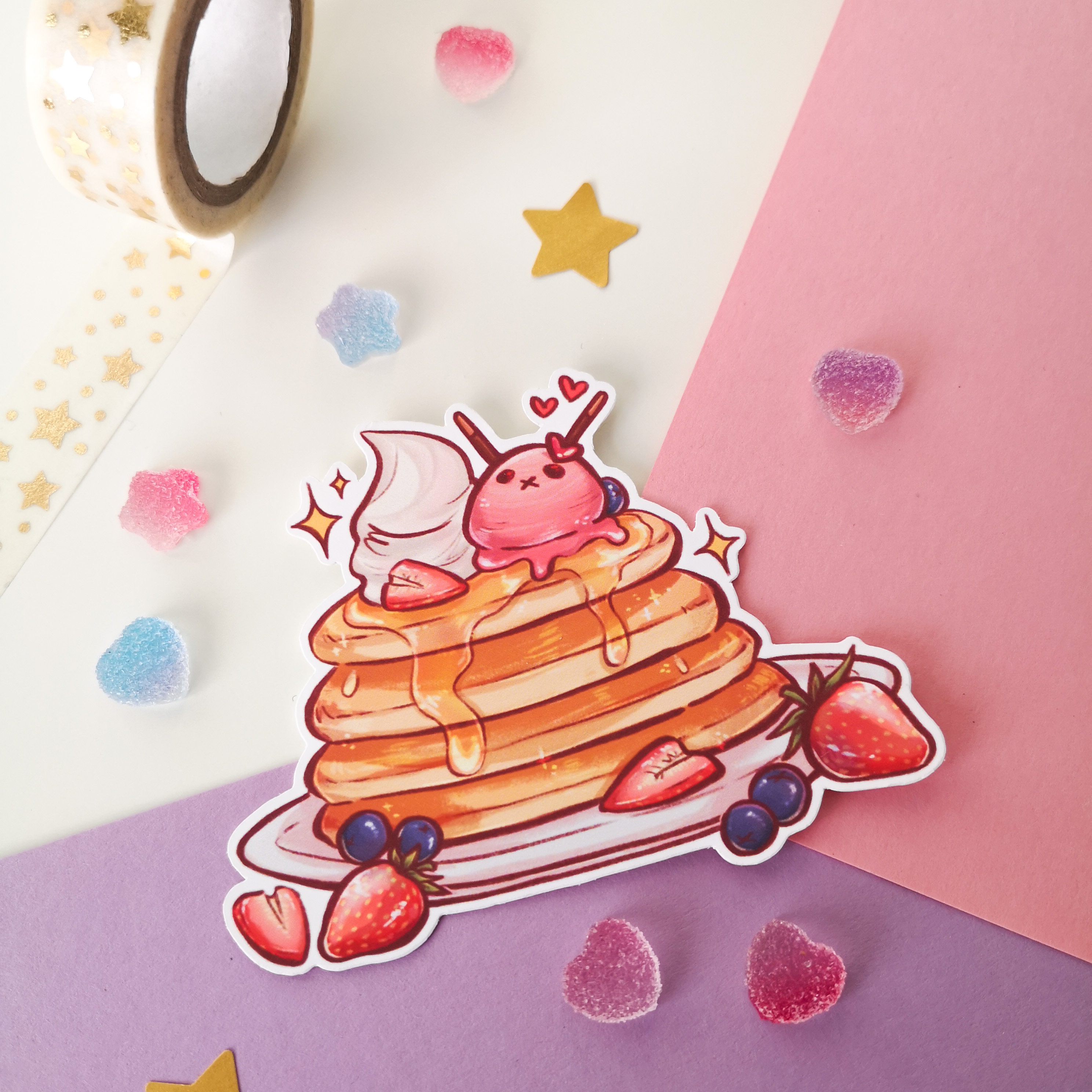 Berry Bunny Pancakes Sticker Kawaii Cute Matte Vinyl Die Cut - Etsy