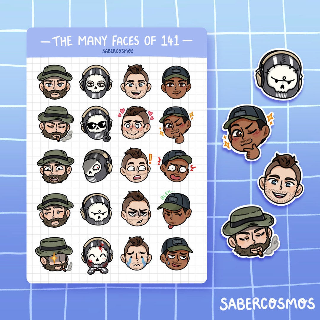 The Many Faces of 141 Sticker Sheet Cute COD MWII Stickers - Etsy UK