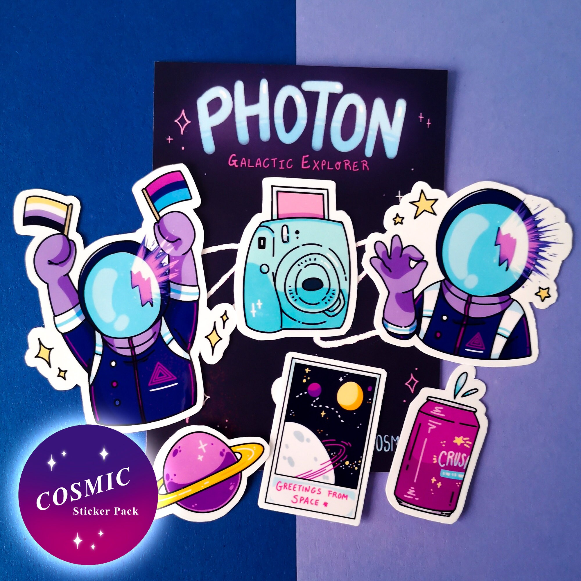 Photon Space Astronaut Sticker Packs Vinyl Die Cut Stickers - Etsy
