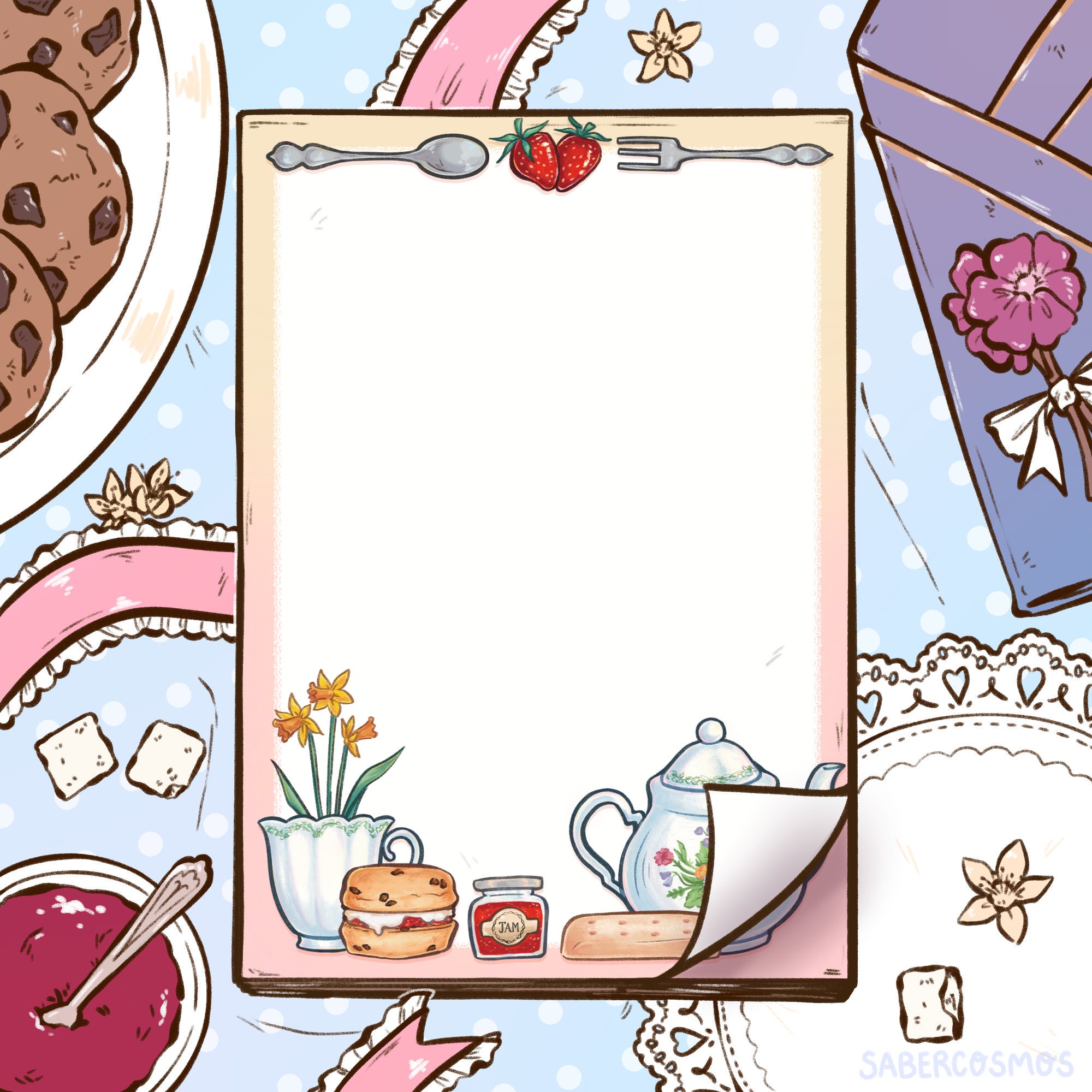 Afternoon Tea A5 Notepad Cute Kawaii Tea Themed Notepad - Etsy