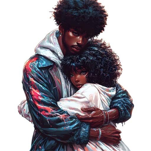 Black Love Clipart, African American Art, Black Love, Curly Hair ...