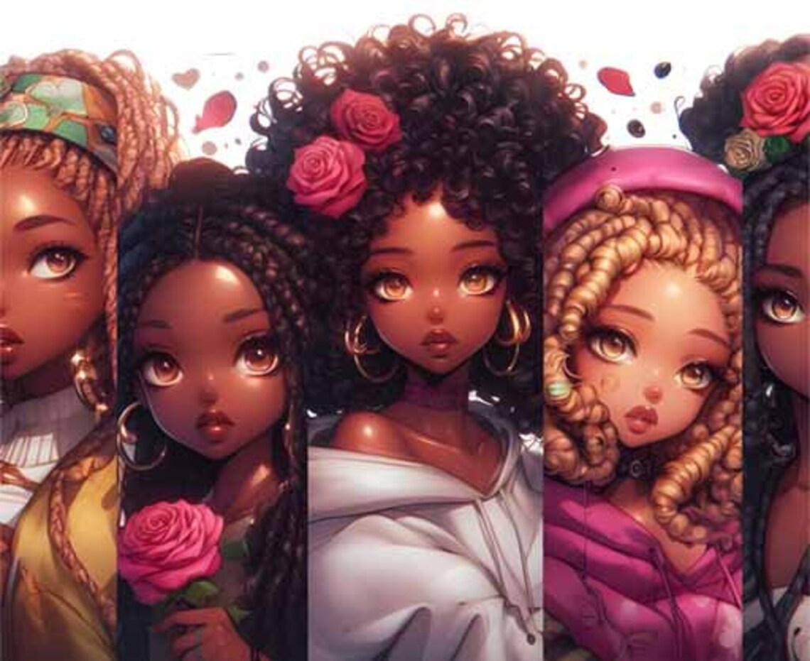 Afro Rose Clipart, Curly Hai Rdesign, Hirespng, African American Art ...