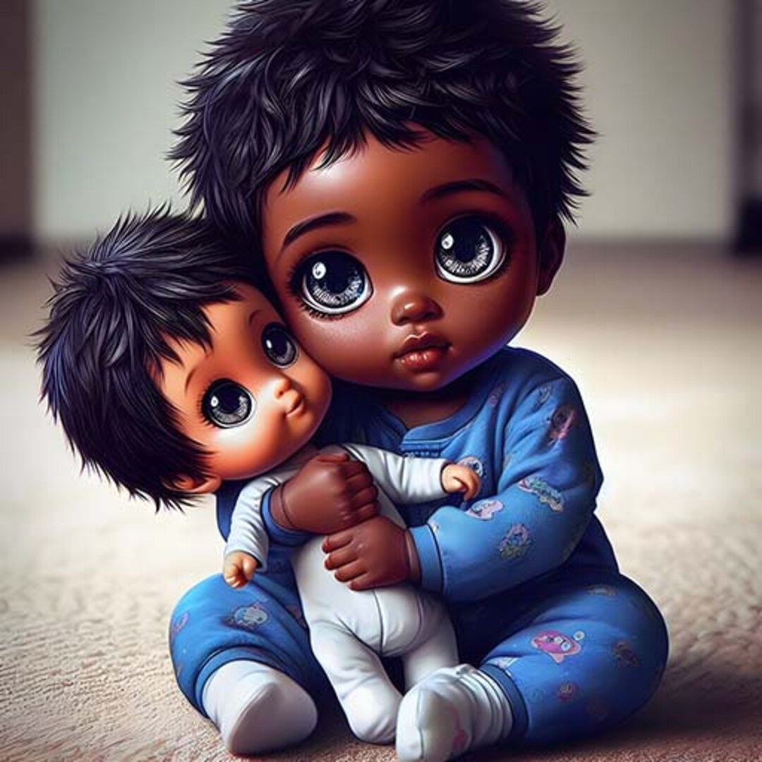 Adorable Infant, African American Baby, Cute Baby Design, Digital ...