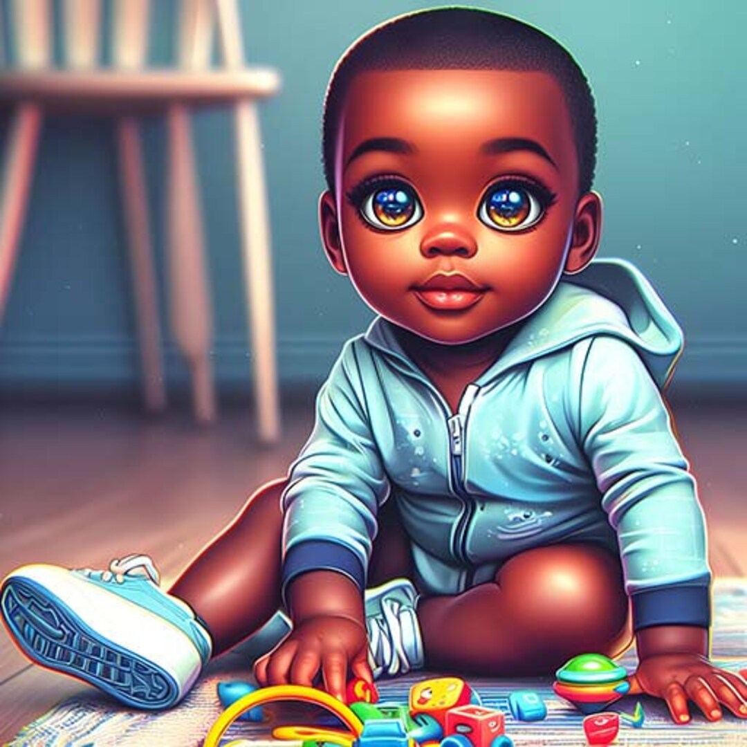 Adorable Infant, African American Baby, Cute Baby Design, Digital ...