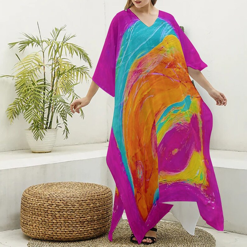 Women's Kaftan Robe Dress Pink Fish Collection - Etsy