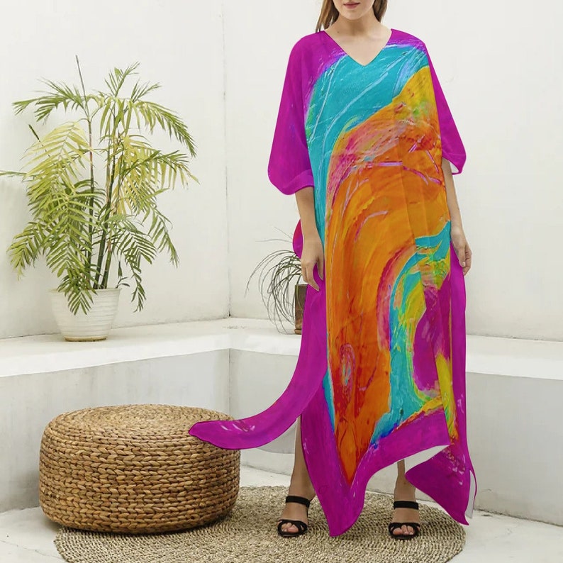 Women's Kaftan Robe Dress Pink Fish Collection - Etsy