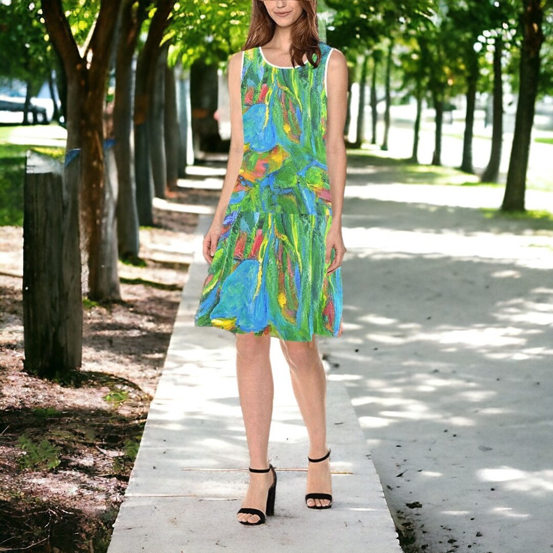 Sleeveless Splicing Shift Dress Green Tulip Collection Simple Green ...