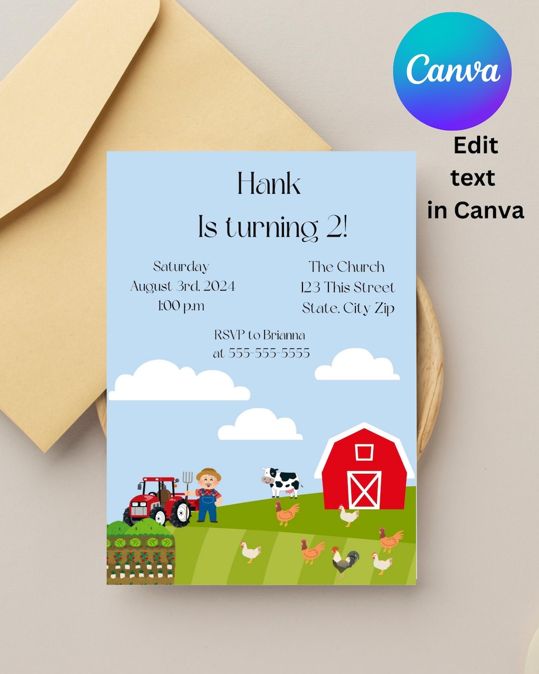 Printable Farm Birthday Invitation - Etsy