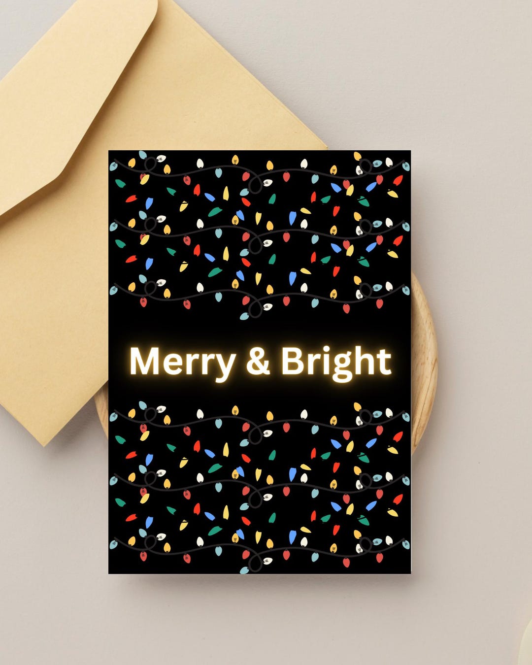 Merry and Bright Printable Christmas Card - Etsy UK
