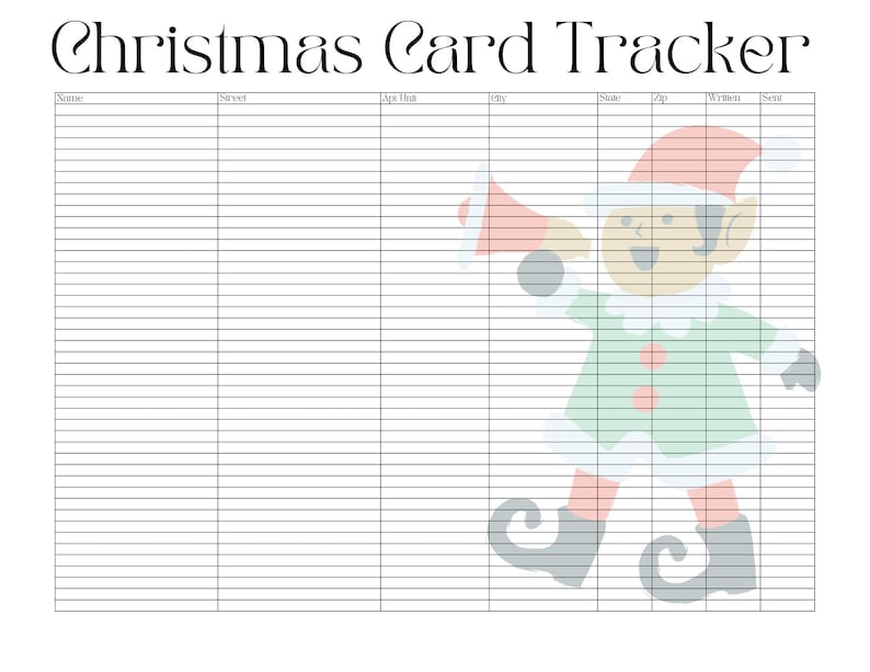 Printable Christmas Card Checklist - Etsy