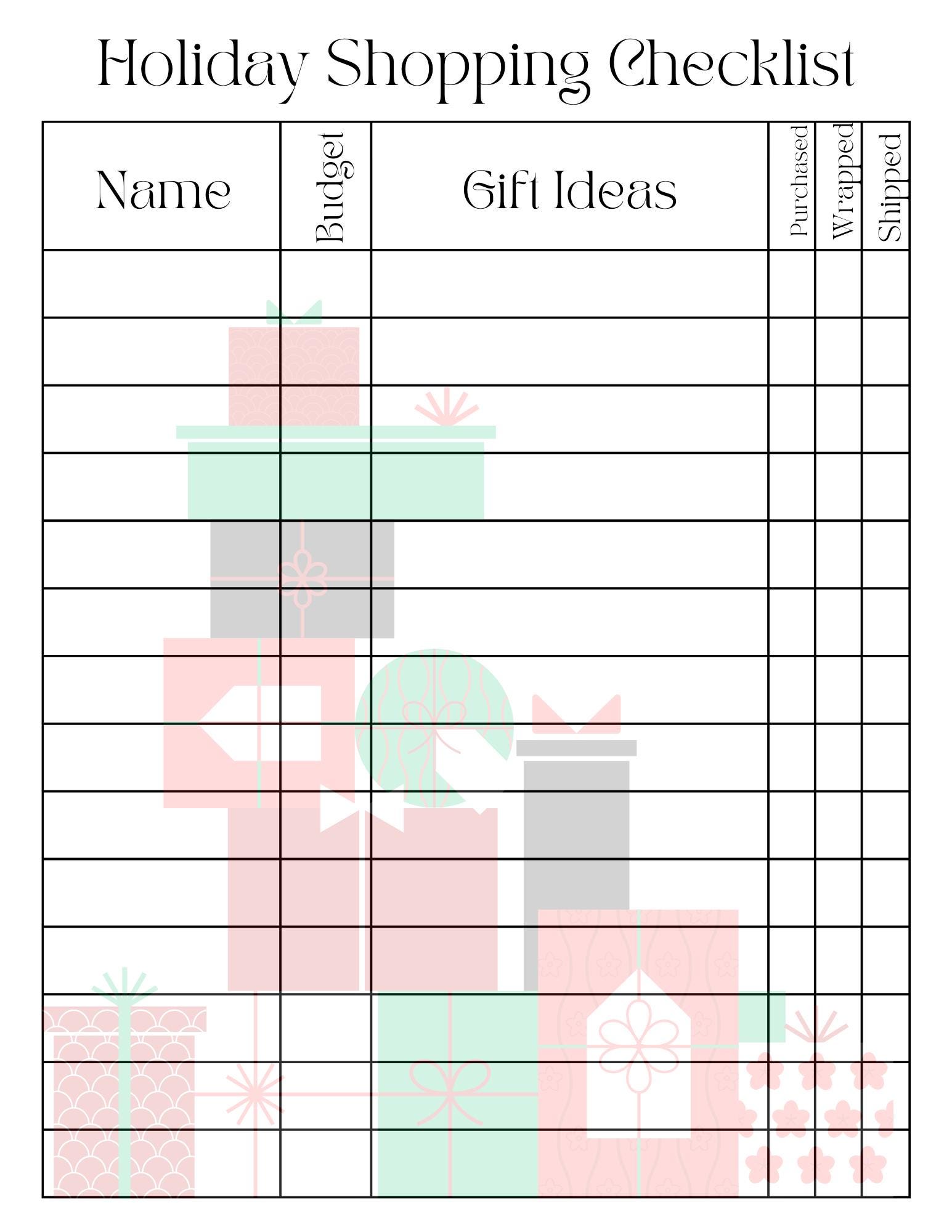 Printable Christmas Shopping Checklist - Etsy