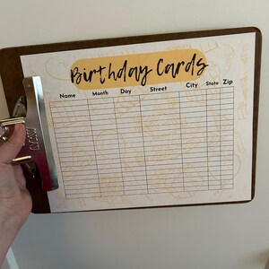 Printable Birthday Card Tracker - Etsy