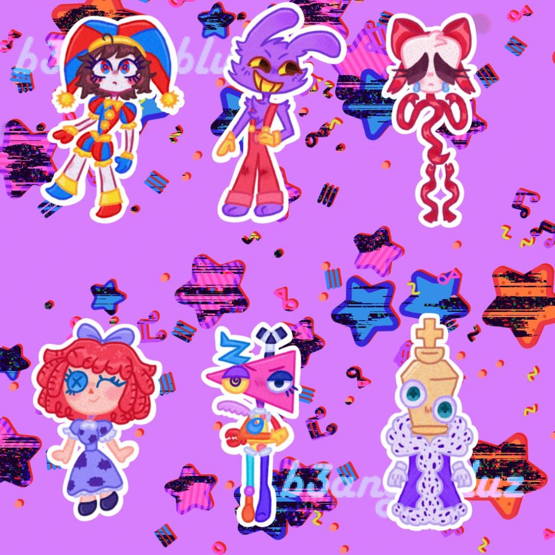Holographic TADC/ the Amazing Digital Circus Stickers Set Ft Pomni, Jax ...