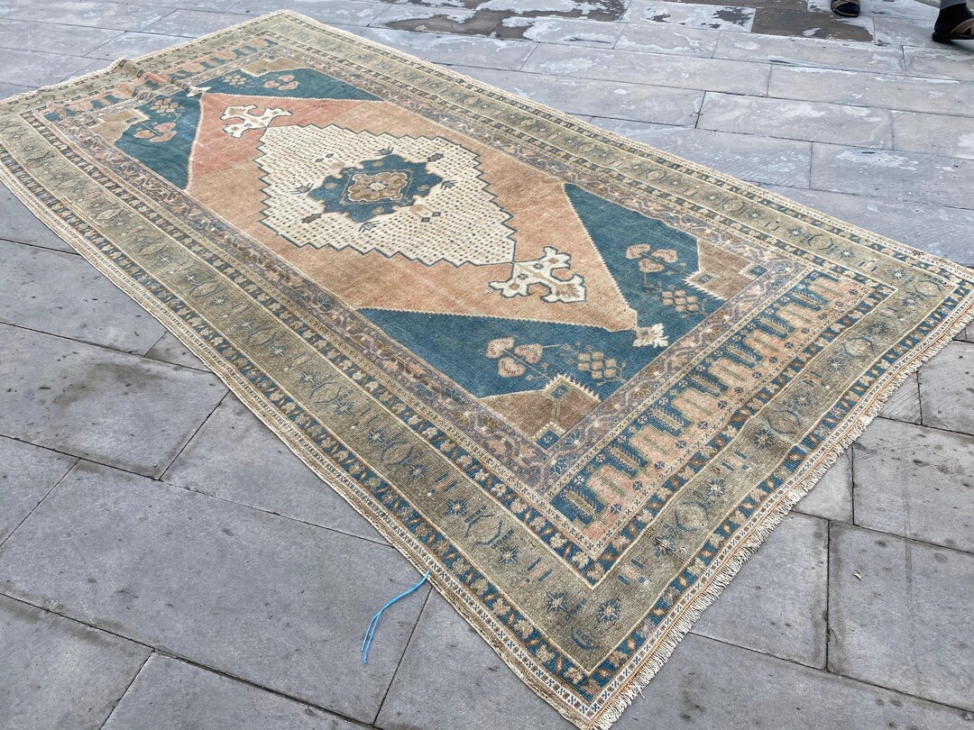 5.15x10.1ft Taspinar Area Rug, Orange and Blue Area Rug,vintage Rug ...