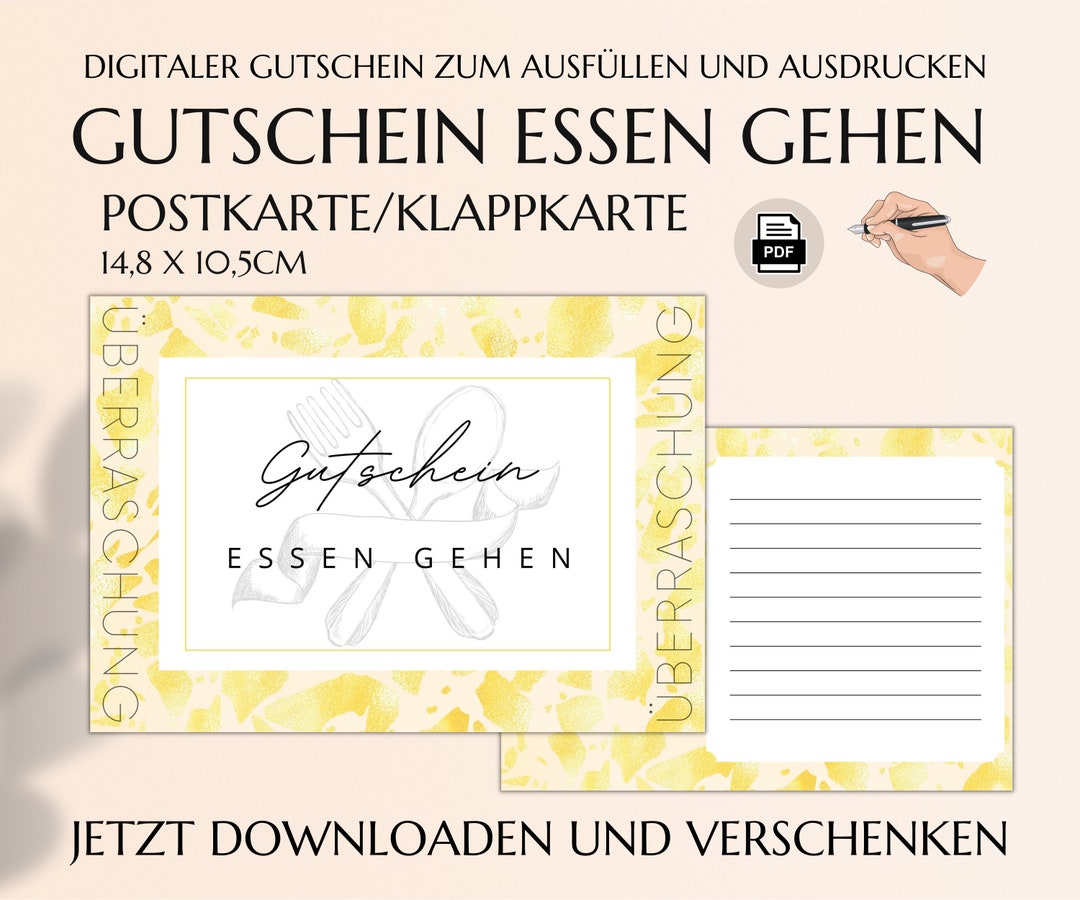 Essen Gehen Gutschein Vorlage Zum Ausdrucken Gutscheinvorlage Einladung ...