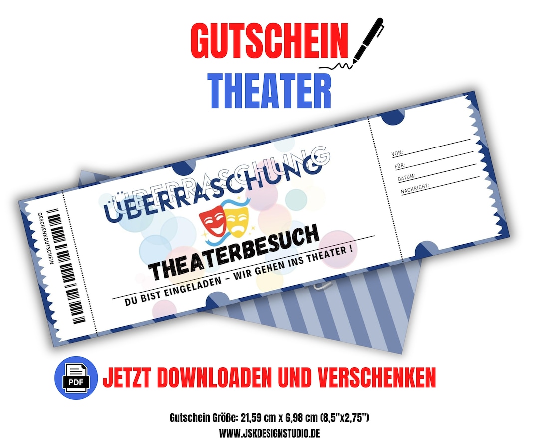 Voucher Theater Template to Print | Make a Theater Ticket | Gift ...