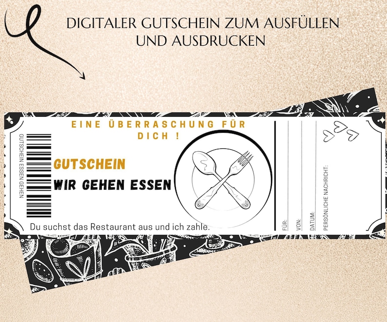 Gutschein Essen Gehen Gutscheinvorlage Zum Ausdrucken Restaurant ...