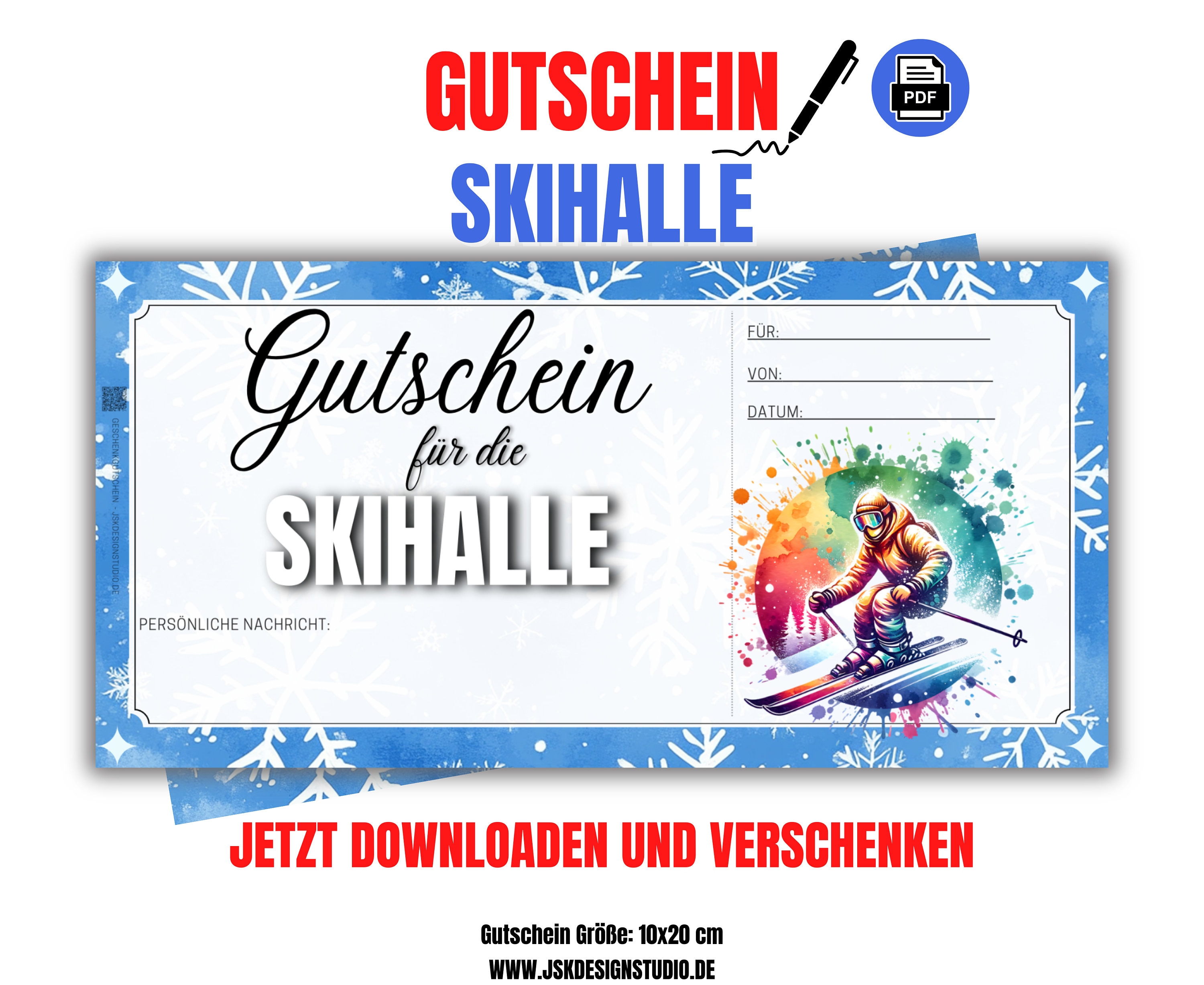 Ski Hall Voucher Template to Print Personalizable Snowboard Ski Hall PDF Voucher Template JSK595 ...