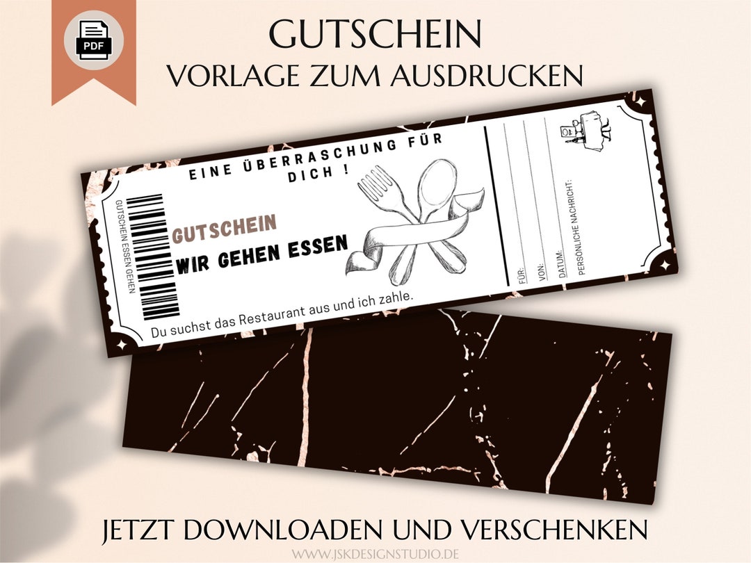 Dining Out Voucher Template to Print Perfect Gift, Personalized ...
