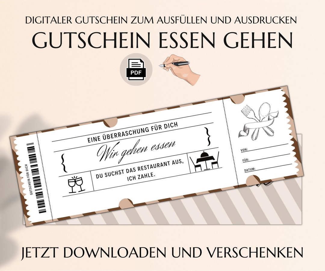 Gutschein Essen Gehen Gutscheinvorlage Zum Ausdrucken Restaurant ...