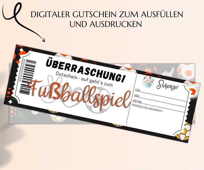 Fußball Gutschein Vorlage Zum Ausdrucken Fußballspiel Geschenkgutschein Stadionbesuch ...