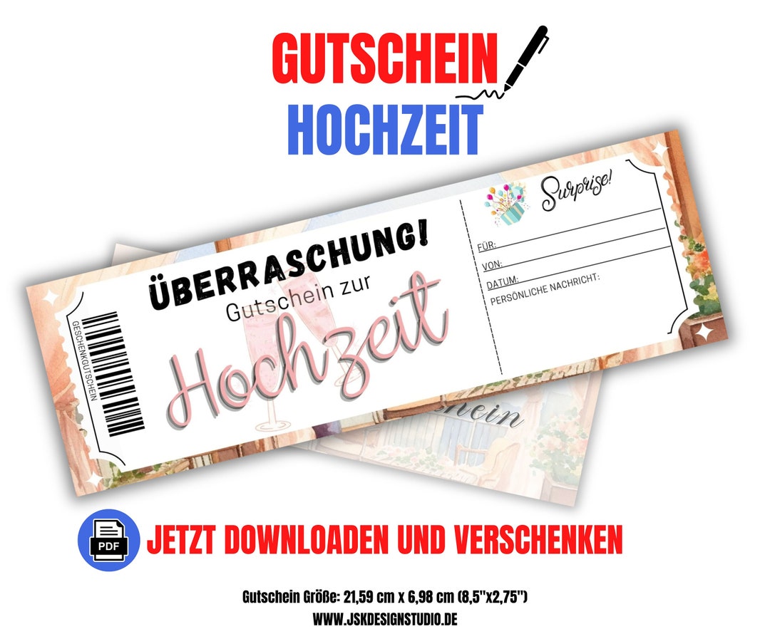 Wedding Voucher Template to Print Out Last Minute Wedding Gift for the ...