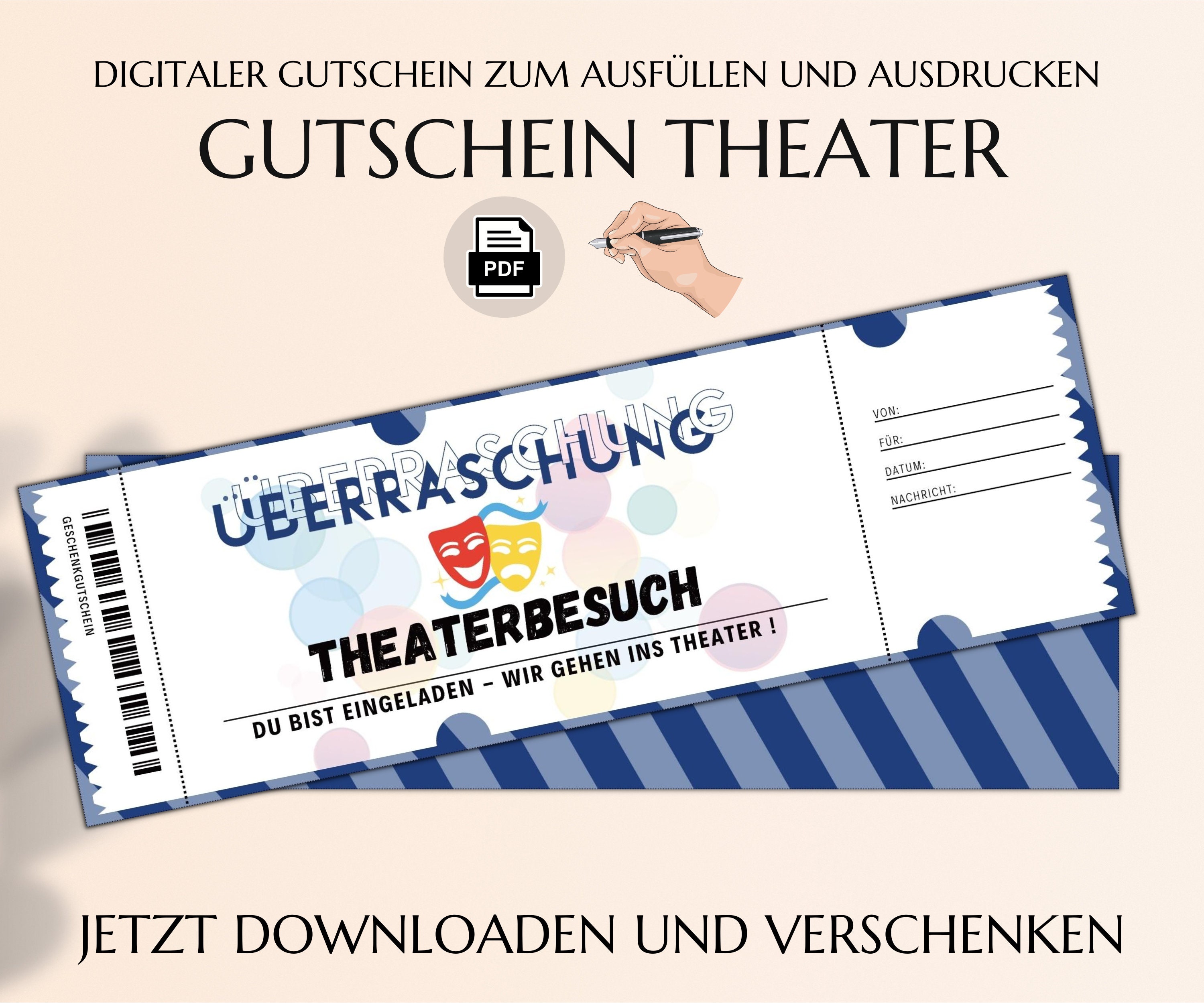 Gutschein Theater Vorlage Zum Ausdrucken Theaterkarte Geschenk ...
