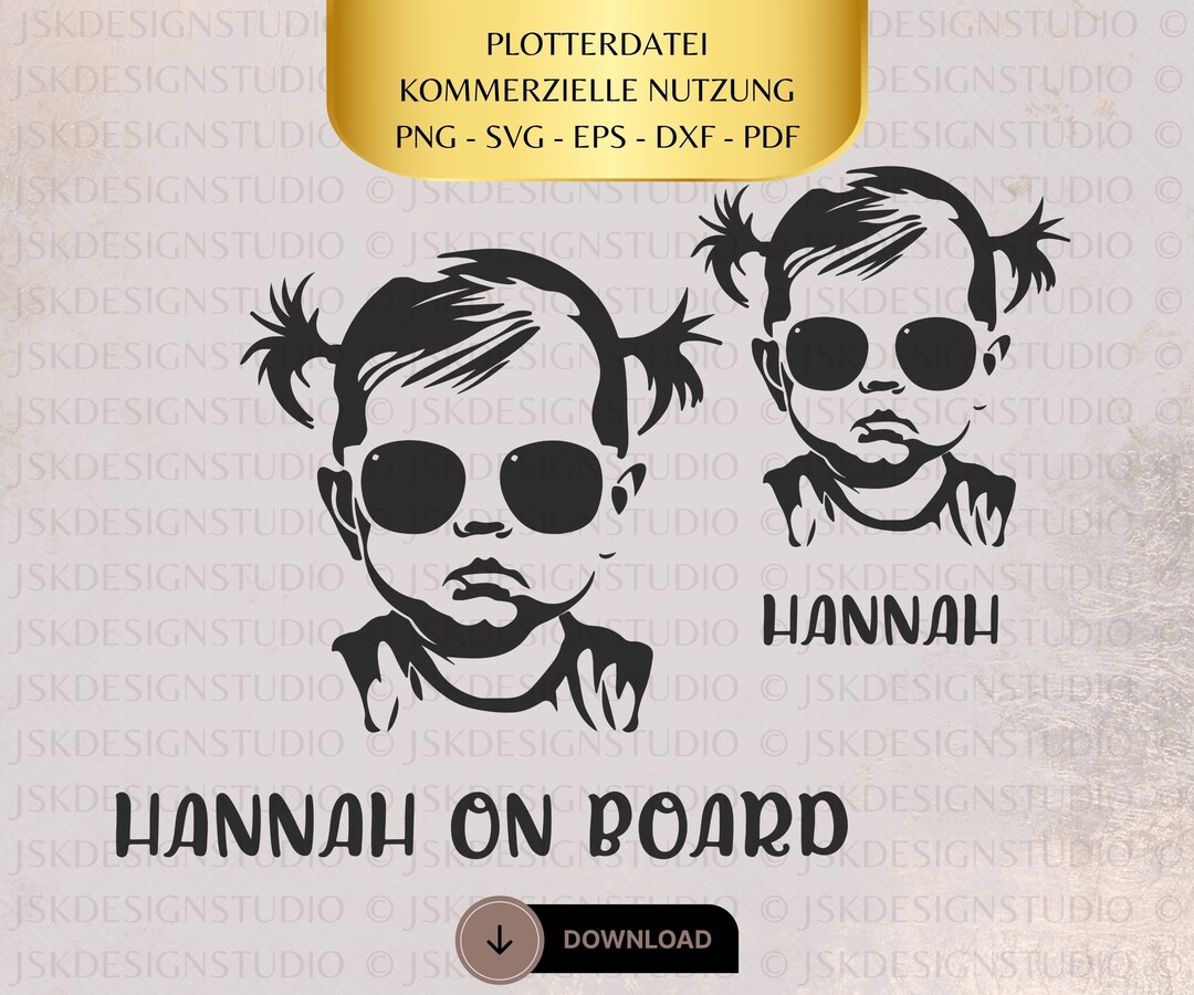 Cutting File Hannah on Board Bundle Girl Name Baby Plotter File Cricut ...
