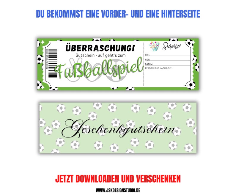 Fußball Gutschein Vorlage zum Ausdrucken | Fußballspiel Geschenkgutschein | Stadionbesuch ...