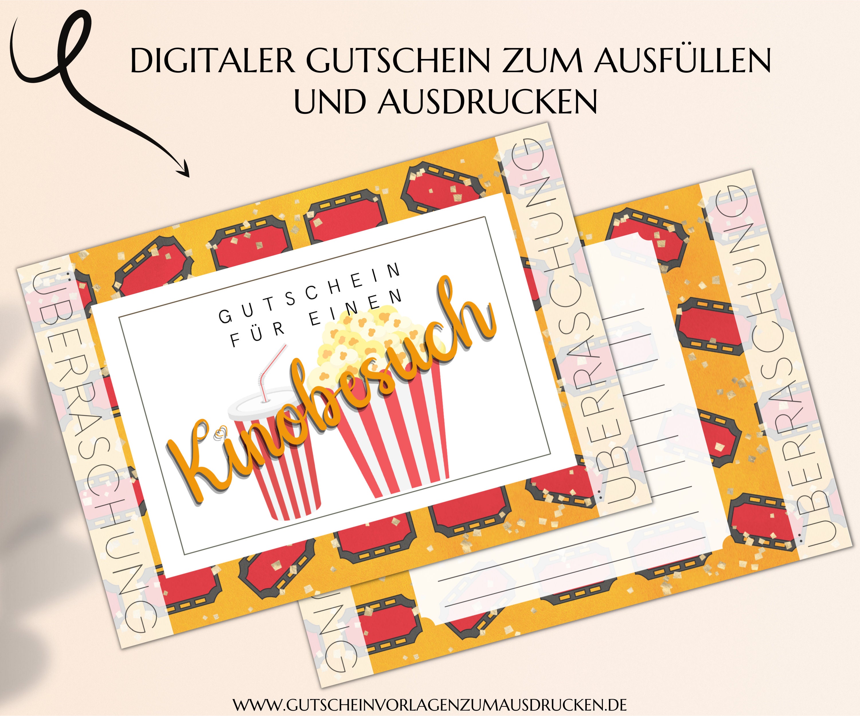 Kinogutschein Vorlage Zum Ausdrucken Gutschein Für Kinobesuch Kino ...